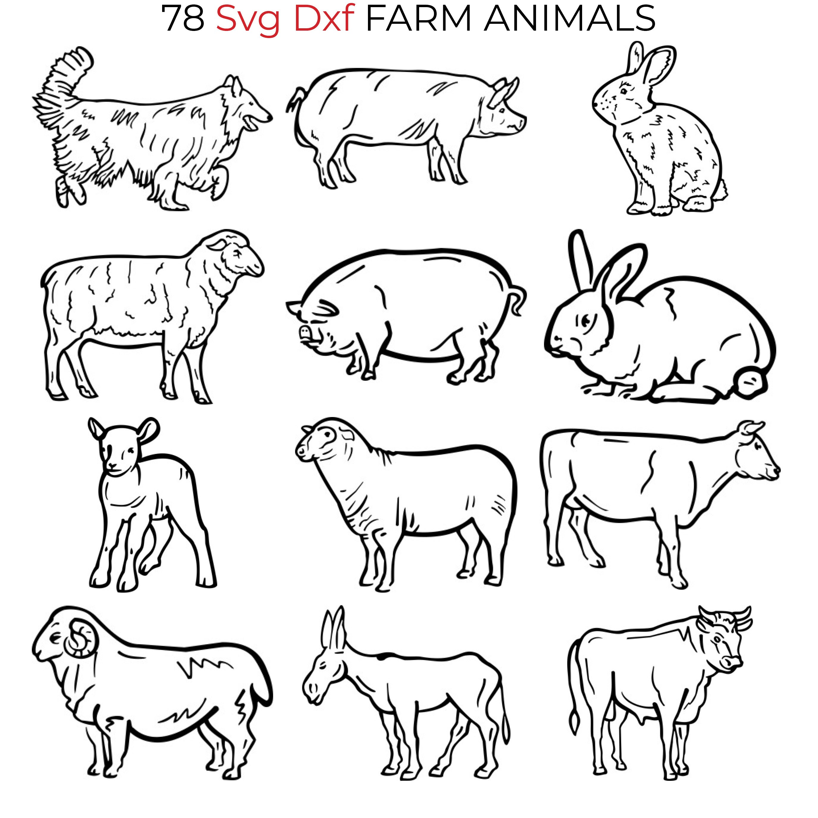 78 Svg Dxf Farm Animals Bundle Laser Engrave Files - Etsy