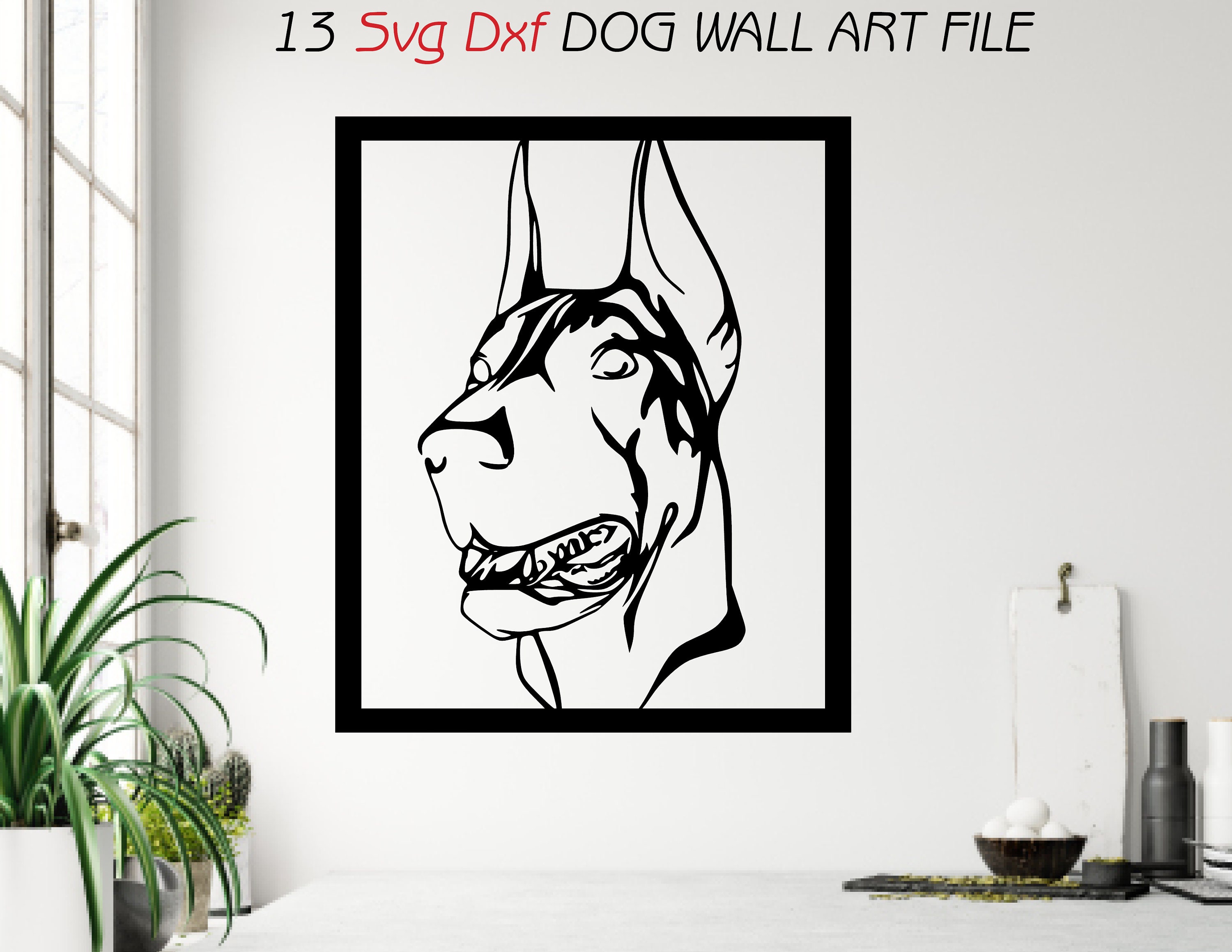13 Svg Dxf Dog Wall Art Decor Metal Wood Laser CNC Router Machine ...