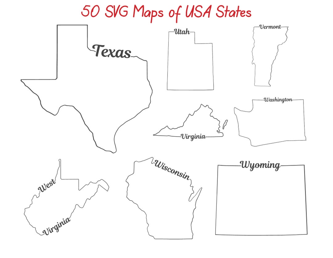 50 SVG DXF State of USA Maps for Laser Cut Engrave Projects - Etsy