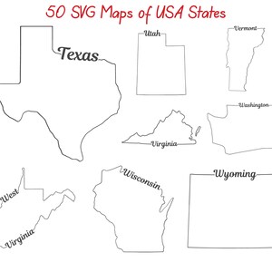 50 SVG DXF State of USA Maps for Laser Cut Engrave Projects - Etsy