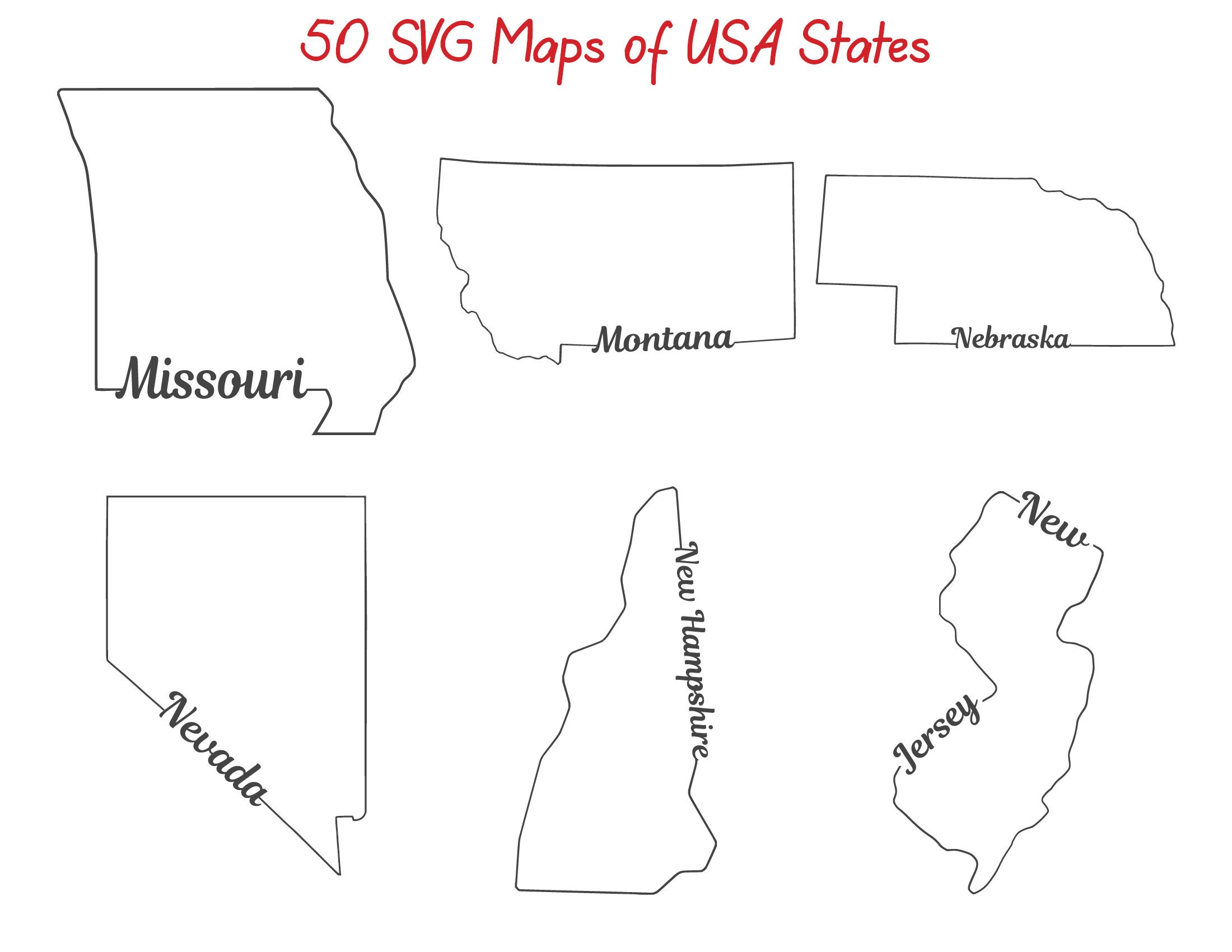 50 SVG DXF State of USA Maps for Laser Cut Engrave Projects - Etsy