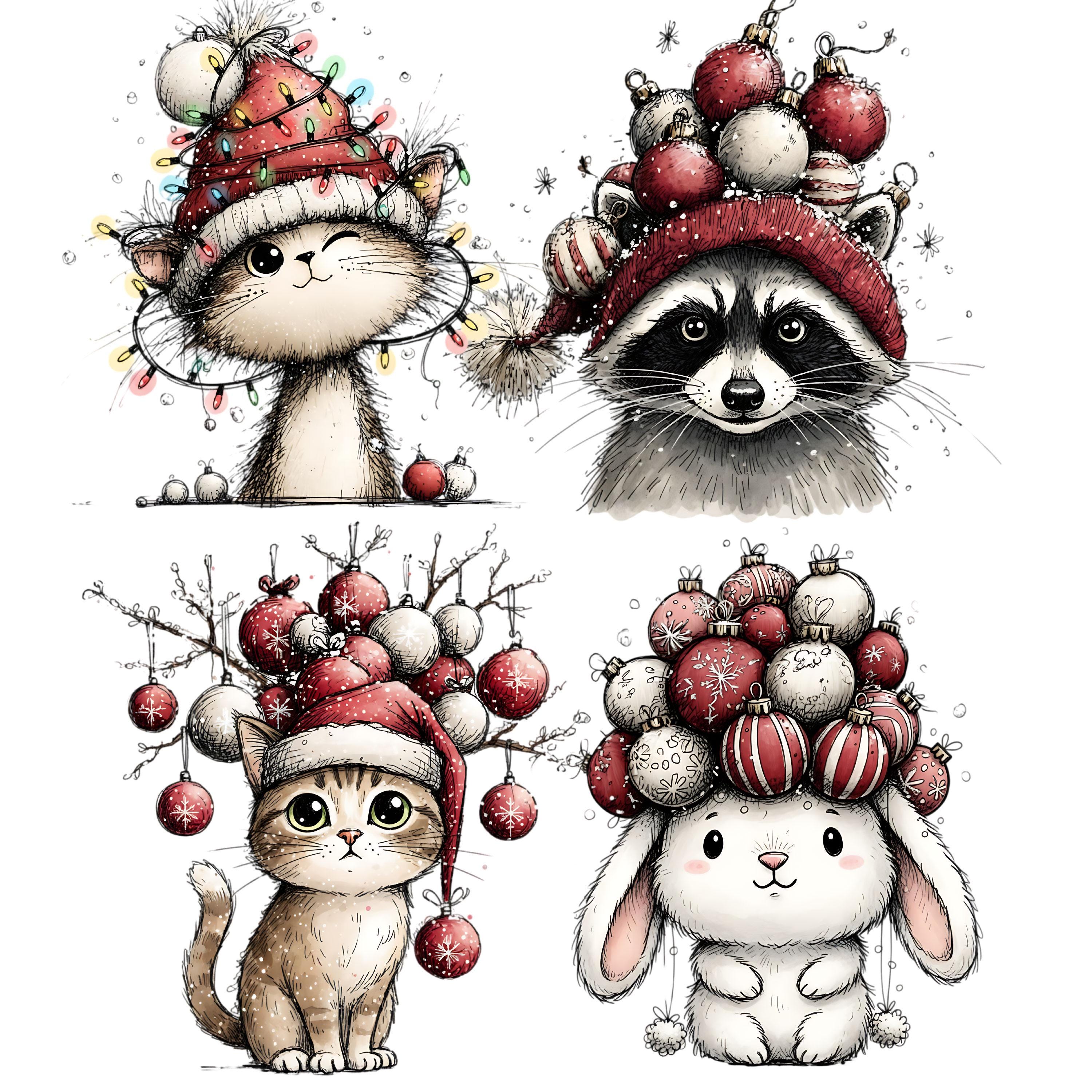 Animals Christmas Clipart Bundle | 21 Funny Holiday Animal Pngs ...