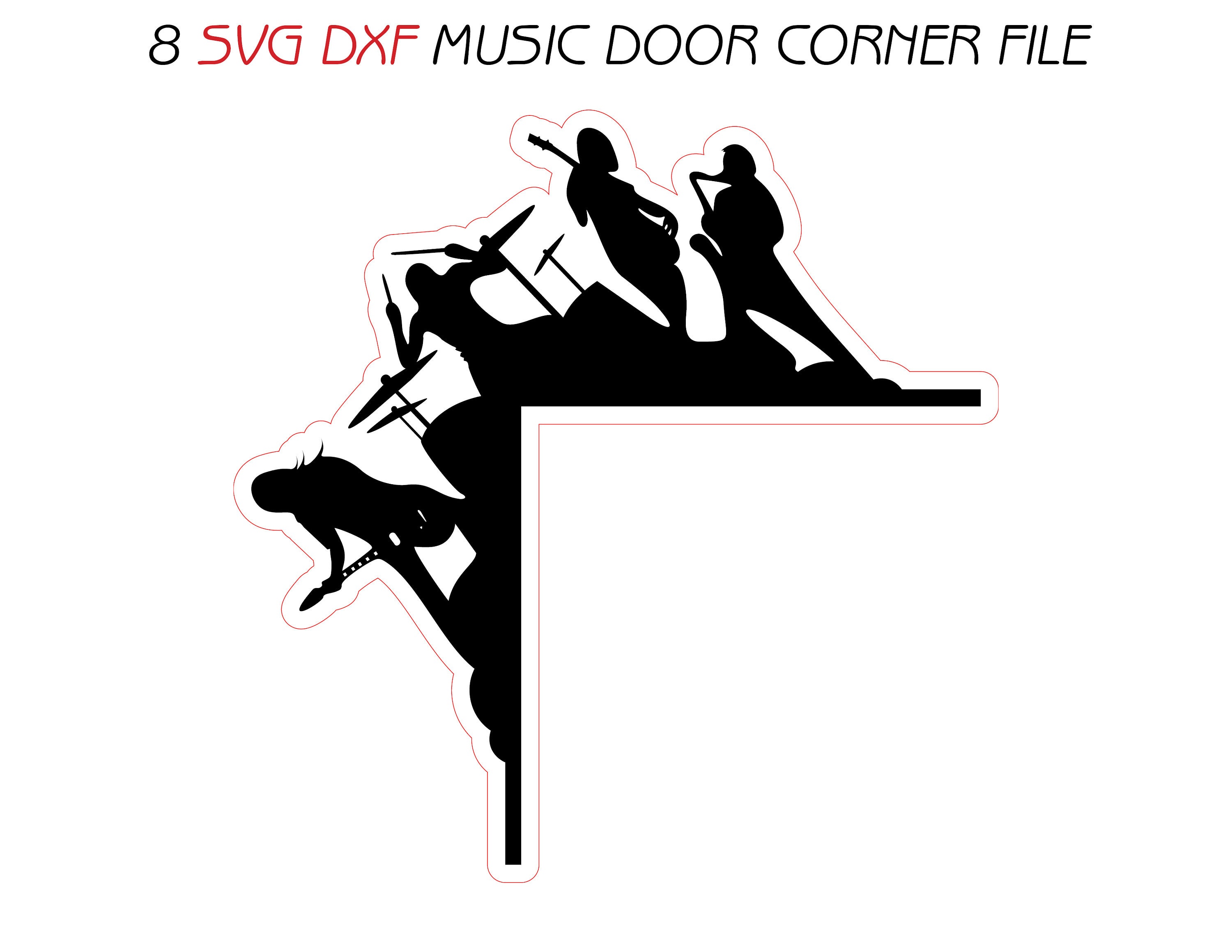 8 Svg Dxf Music Characters Door Corner Topper Bundle Wall Decor Frames ...