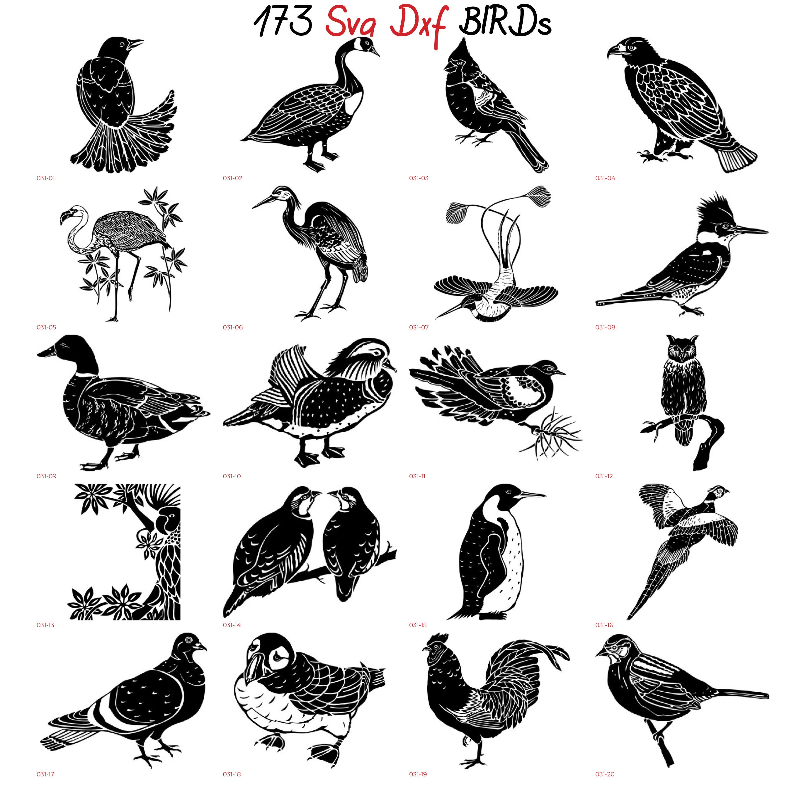 173 Svg Dxf Birds White Bundle Laser Engrave Files - Etsy
