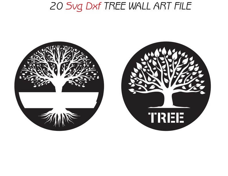 20 Svg Dxf Tree Wall Decor Metal Wood Laser CNC Router Machine Vector ...