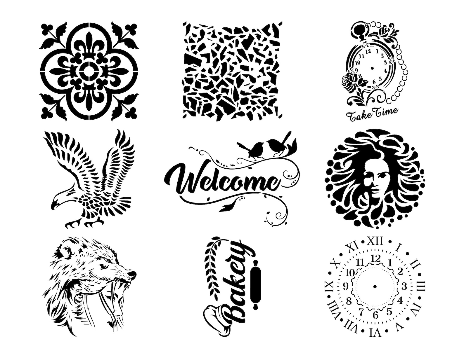 65 SVG Stencil Bundle for Cutting Template Layering Designs Walls ...