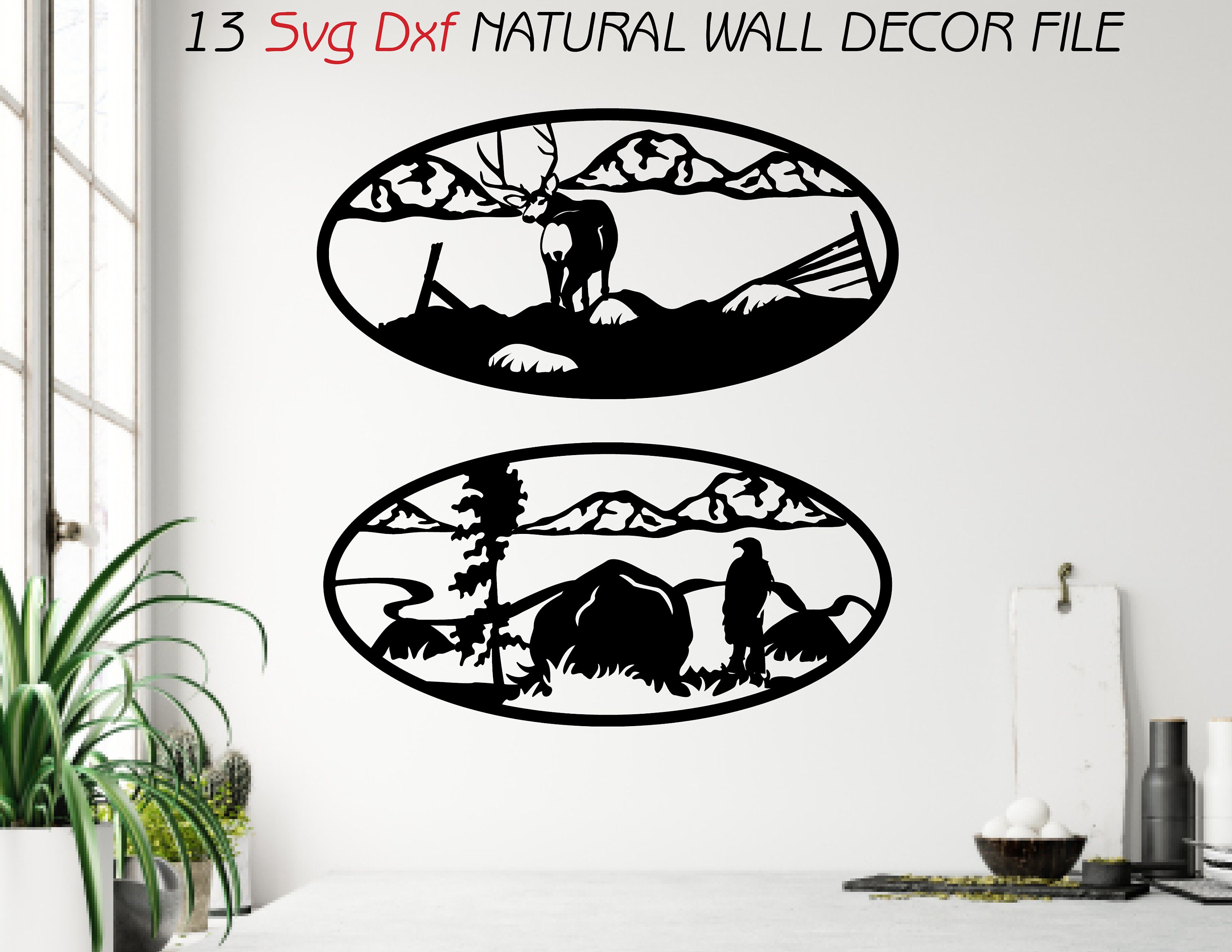13 Svg Dxf Oval Nature Wall Decor Metal Wood Laser CNC Router Machine ...
