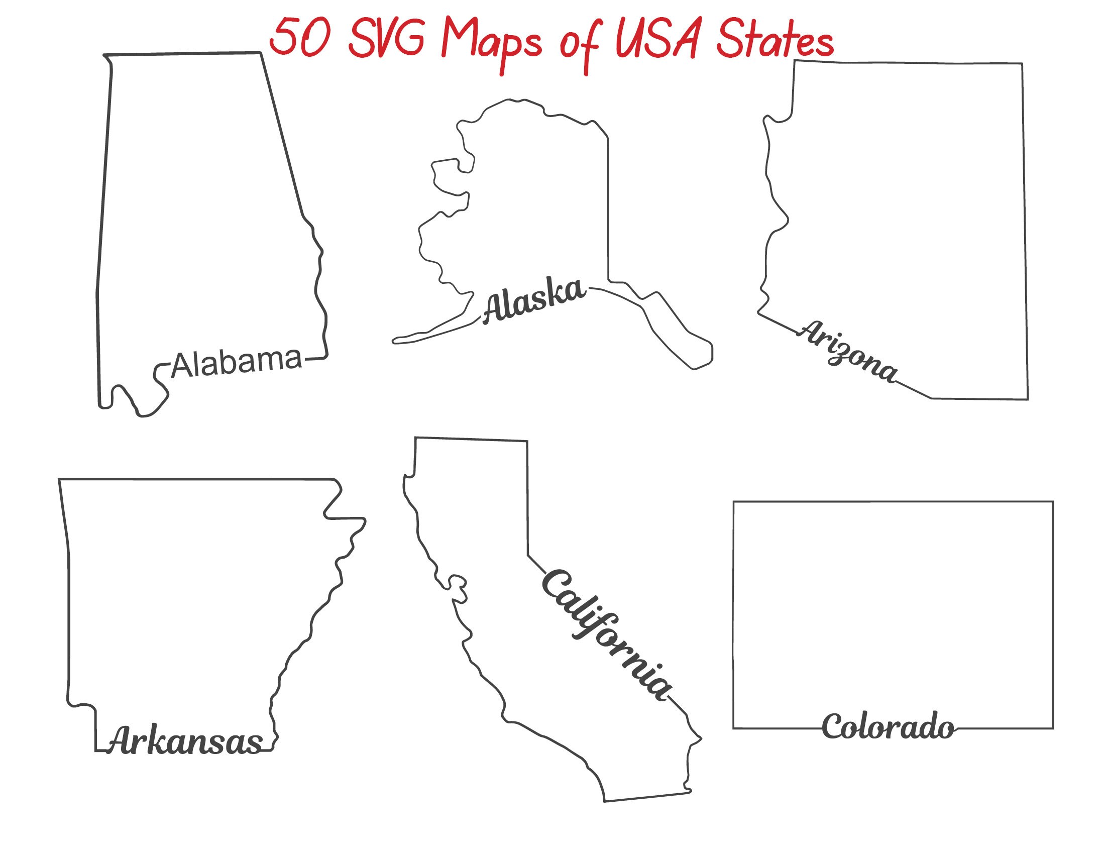 50 SVG DXF State of USA Maps for Laser Cut Engrave Projects - Etsy