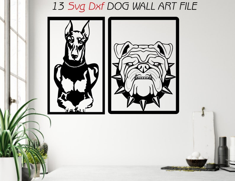 13 Svg Dxf Dog Wall Art Decor Metal Wood Laser CNC Router Machine ...