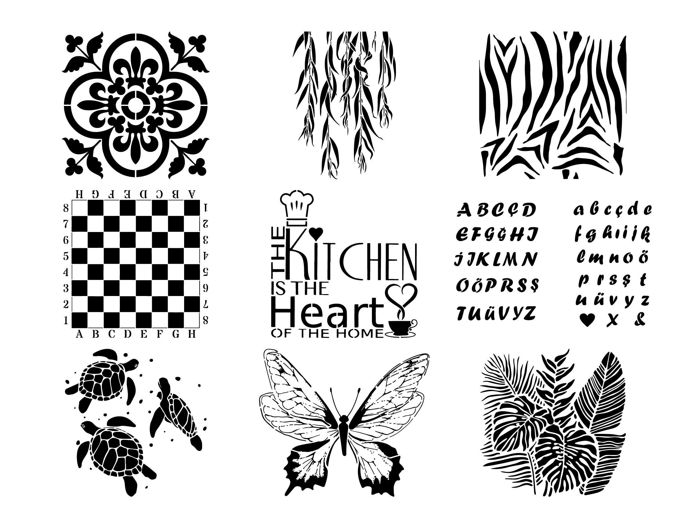 65 SVG Stencil Bundle for Cutting Template Layering Designs Walls ...