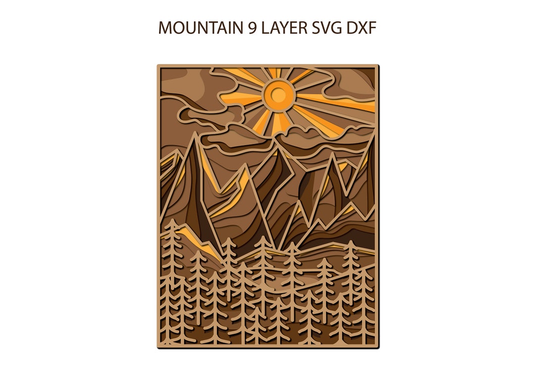 Mountain Tree Sun 9 Layer Multilyer 3d Laser Cut Paper Wood Metal ...