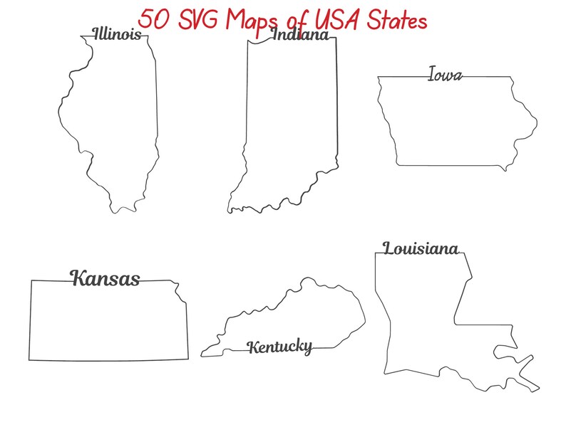 50 SVG DXF State of USA Maps for Laser Cut Engrave Projects - Etsy