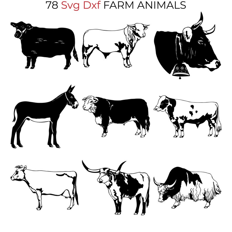 78 Svg Dxf Farm Animals Bundle Laser Engrave Files - Etsy