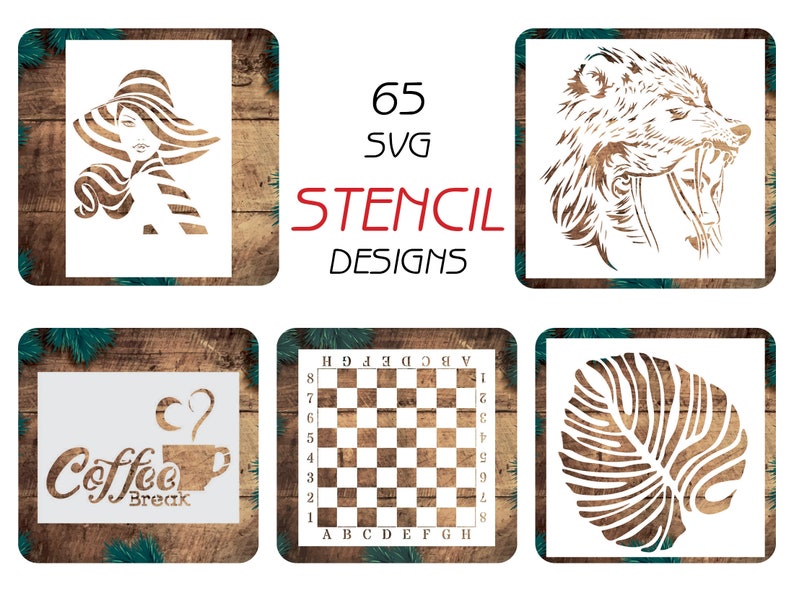 65 SVG Stencil Bundle for Cutting Template Layering Designs Walls ...