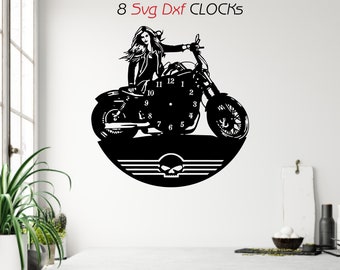 8 SVG DXF Animal Wall Clocks Bundle for Laser Cutting Machine Wood Wall ...