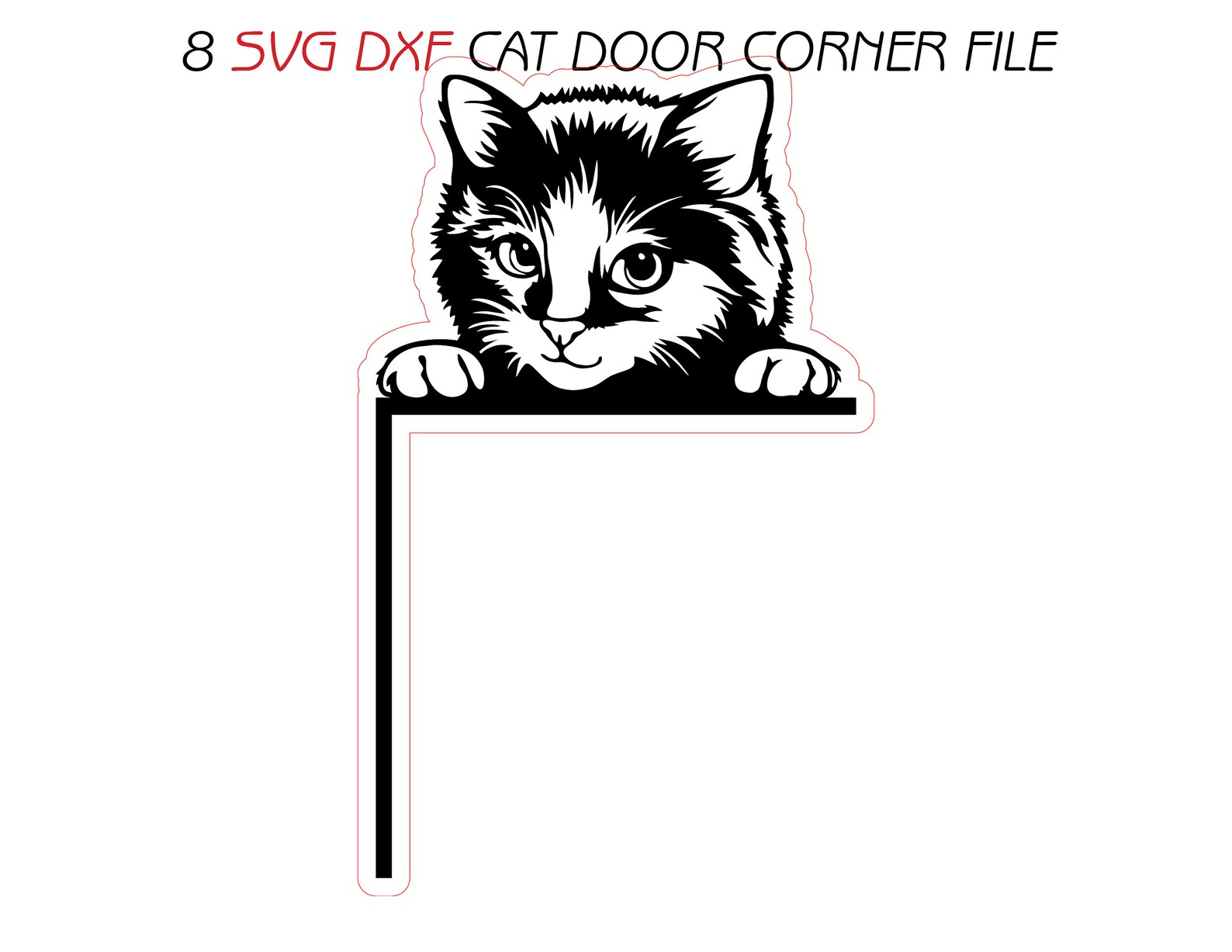8 Svg Dxf Cat Door Corner Topper Bundle Wall Decor Frames Wood Metal ...