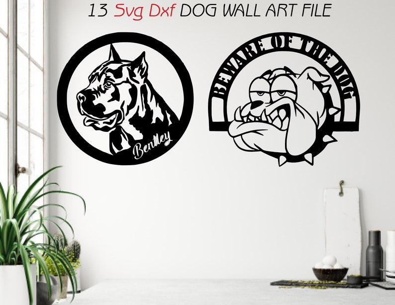 13 Svg Dxf Dog Wall Art Decor Metal Wood Laser CNC Router Machine ...
