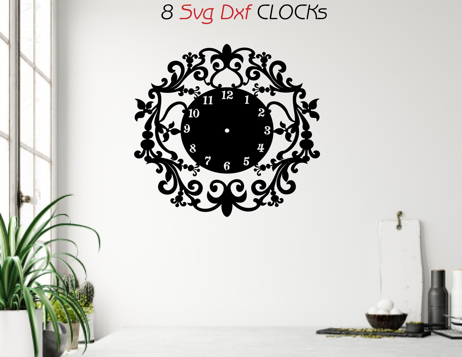 8 SVG DXF Wall Clocks Bundle for Laser Cutting Machine Wood Wall Clocks ...