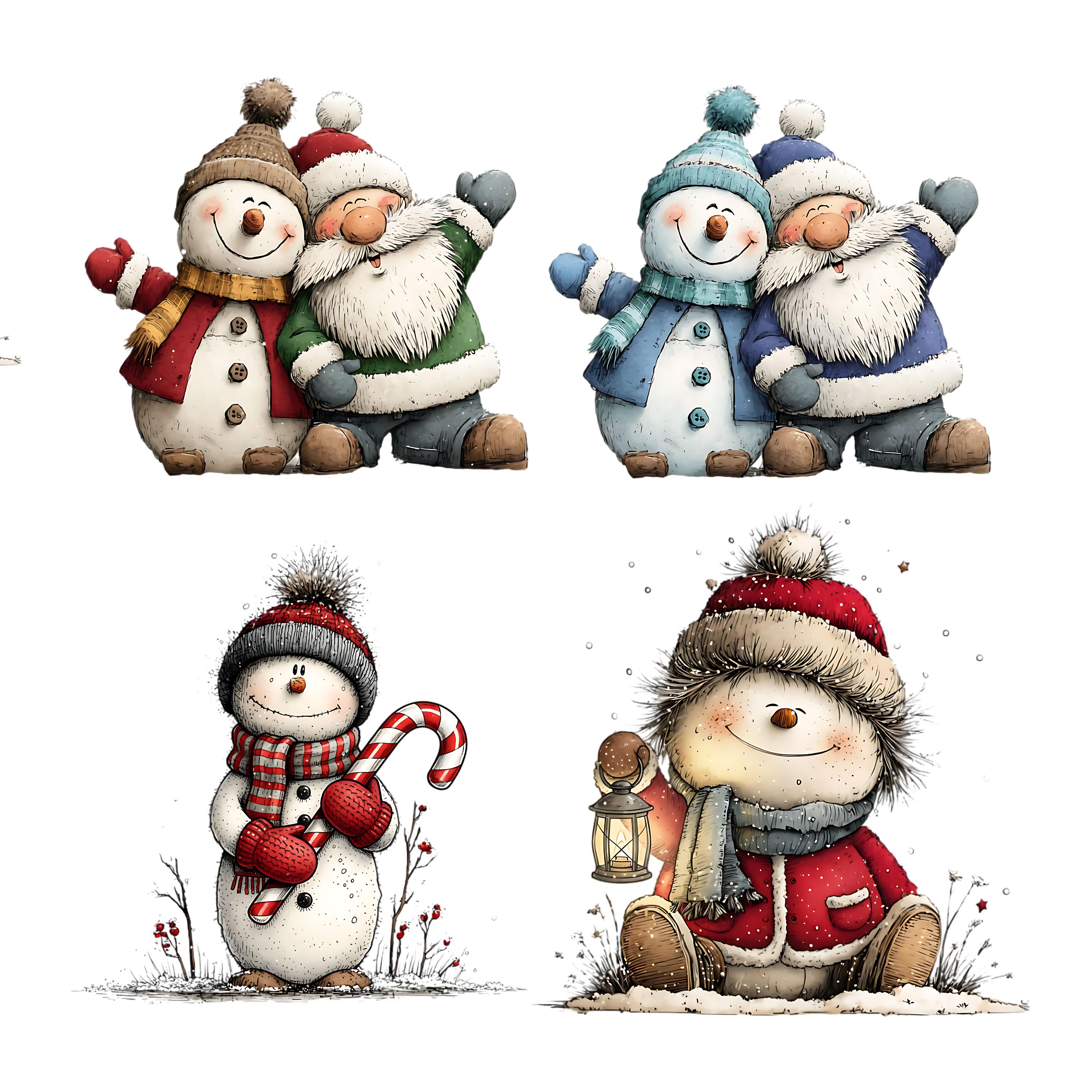 Snowman Christmas Clipart Bundle | Winter Holiday PNG (digital Download ...