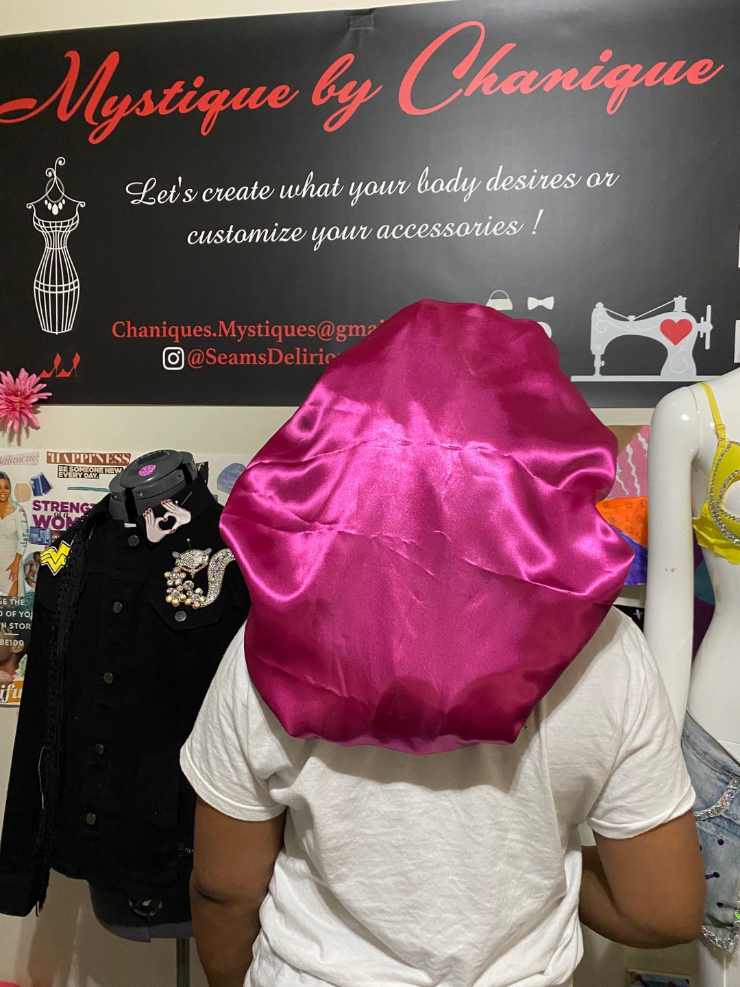 Custom Jumbo Reversible Satin Bonnet - Etsy