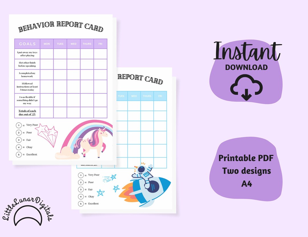 Behavior Report Card, Girl Unicorn, Boy Space, Therapist, Teacher ...
