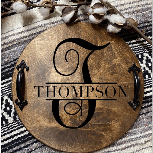 Personalized Round Wood Sign I Custom Serving Tray With | Etsy