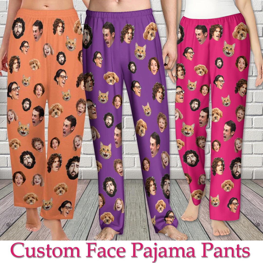 Custom Photo Pajama Pants,personalized Face Couple Pants,home Wear,pj ...
