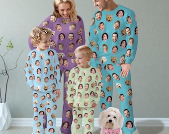 Custom Photo Pajama Set, Personalized Face Print Gift for Family ...