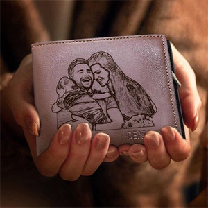 Custom Family Photo Wallet, PU Leather Wallet, Engraved Bifold Wallets ...