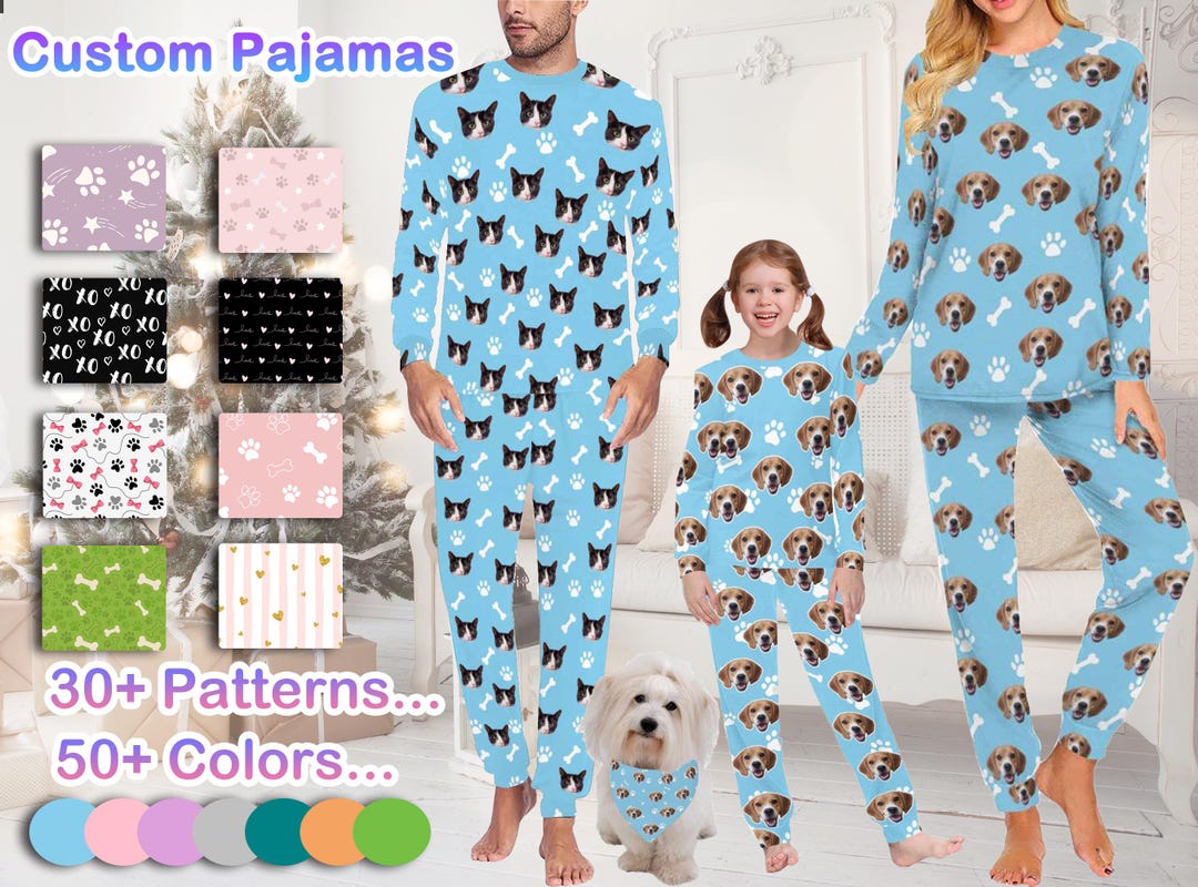 Custom Face Pajama Set, Matching Family Personalized Sleepwear - Etsy