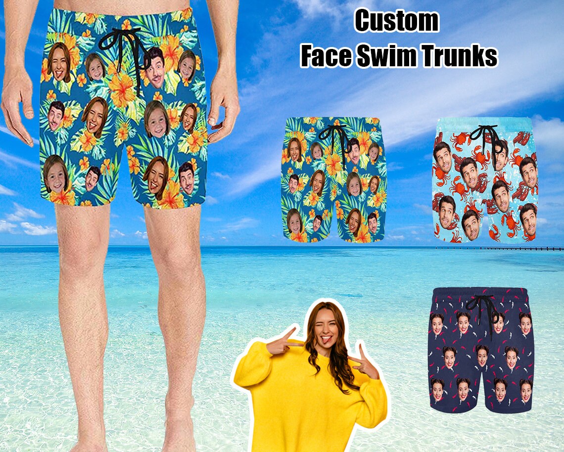 Custom Face Swim Trunk Personalized Photo Men's Beach Swim - Etsy