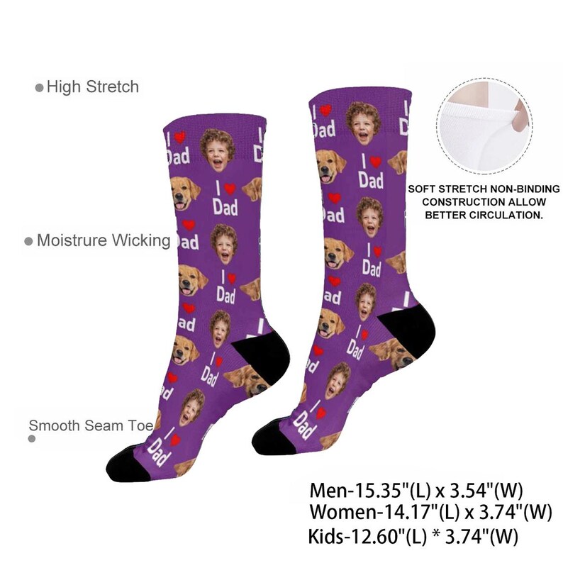 Custom Face Socks, Personalized Men's Photo Socks, Father's Day Gifts ...