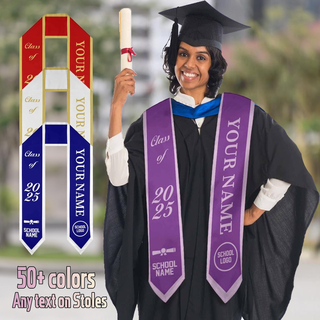 Personalized Class of 2026 Graduation Stole Sash, Custom Text & Logo - Etsy