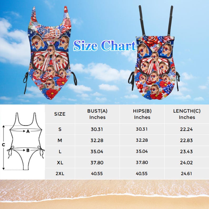 Personalized America 250th Anniversary Bathing Suit,custom Face One ...