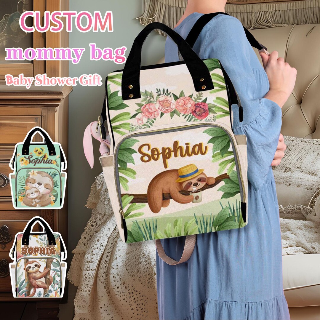 Personalized Sloth Diaper Backpack: Custom Name, Baby Shower Gift - Etsy