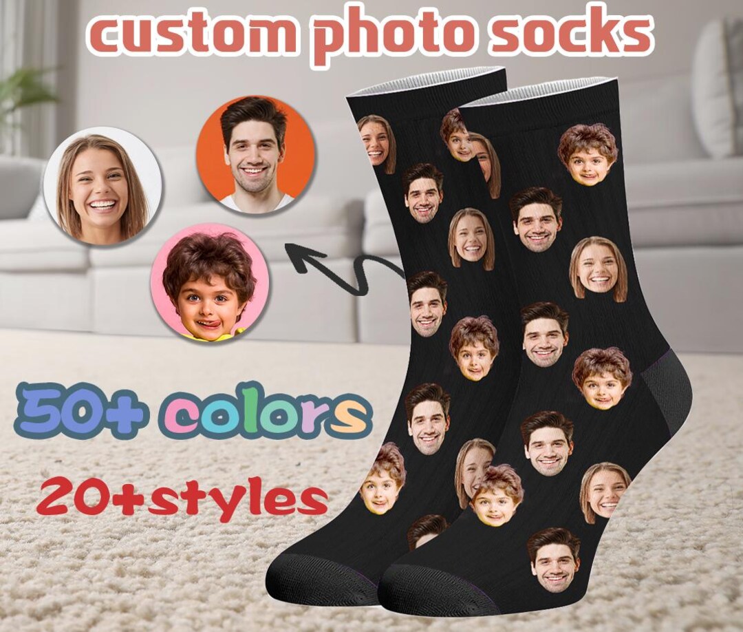 Custom Face Socks, Personalized Photo Socks, Funny Faces on Socks,dad ...