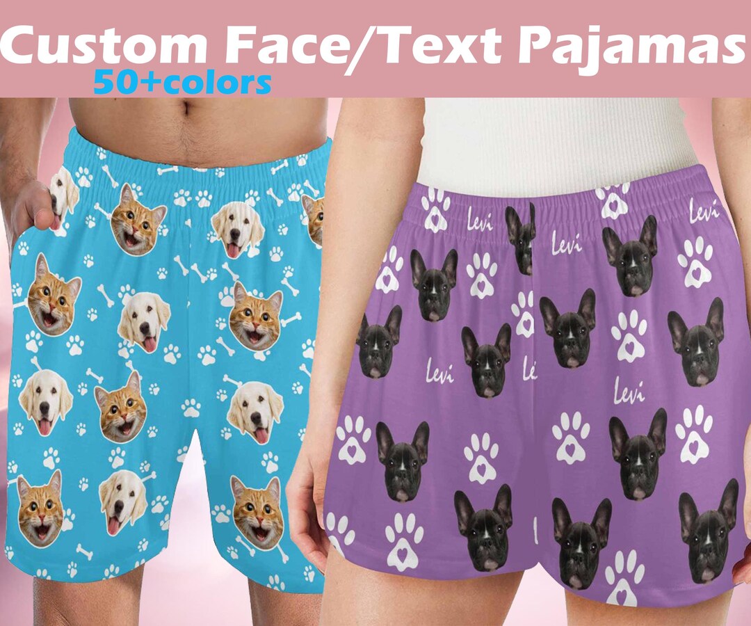 Custom Pet Face Pajama Shorts Personalized Photo Shorts With Name Dog ...