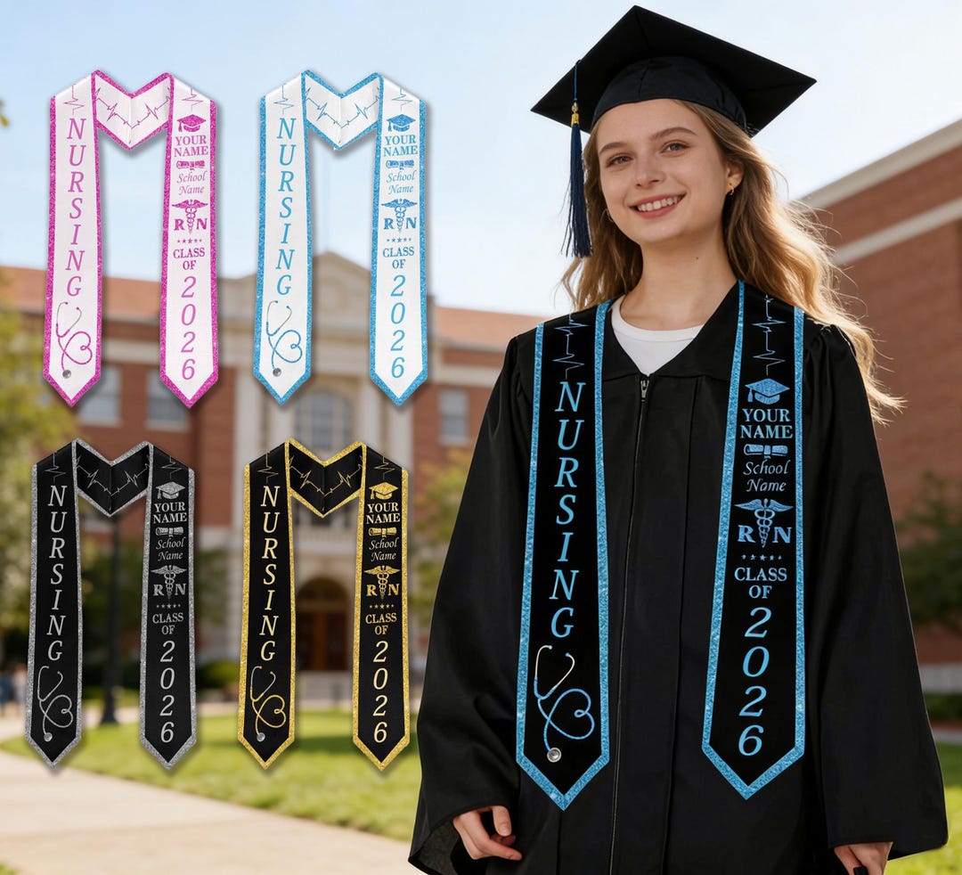 Personalized RN Graduation Sash, Custom Nursing Stole, BSN MSN Grad ...