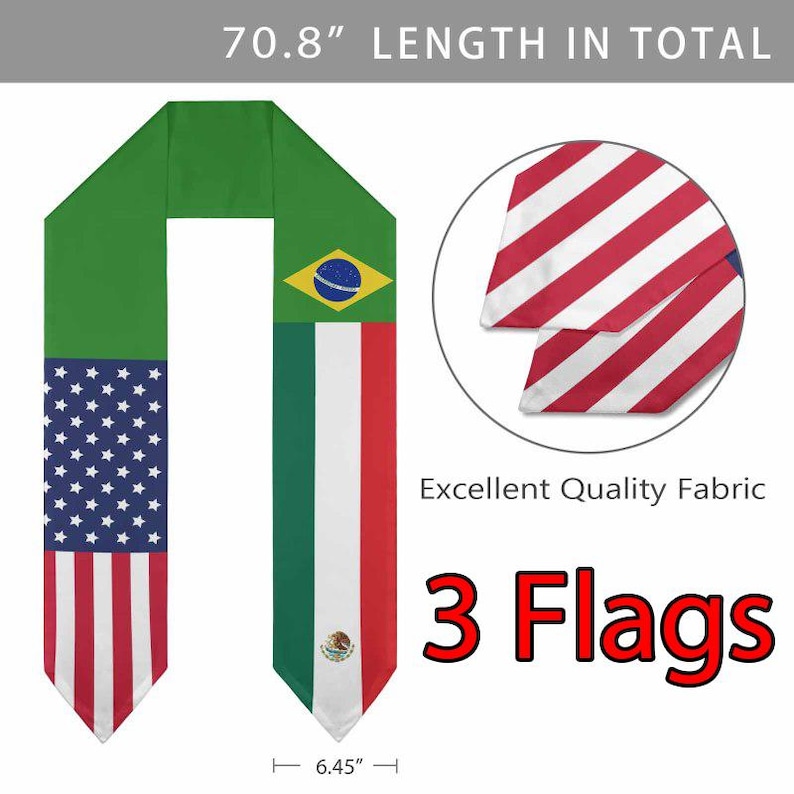 Custom Country Flag Graduation Stole, Personalized Class of 2025 Sash ...