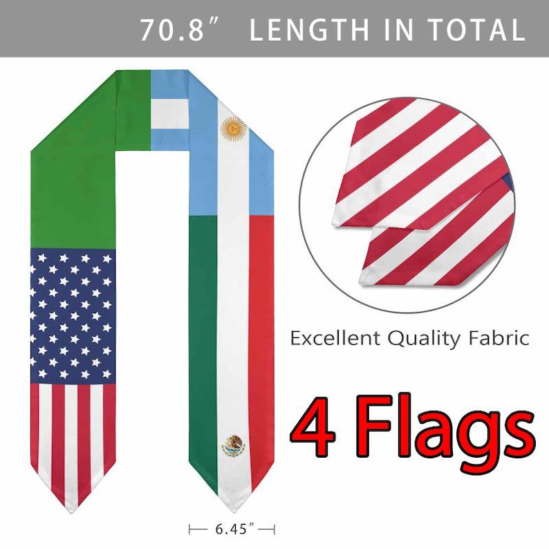Custom Country Flag Graduation Stole, Personalized Class of 2026 Sash ...