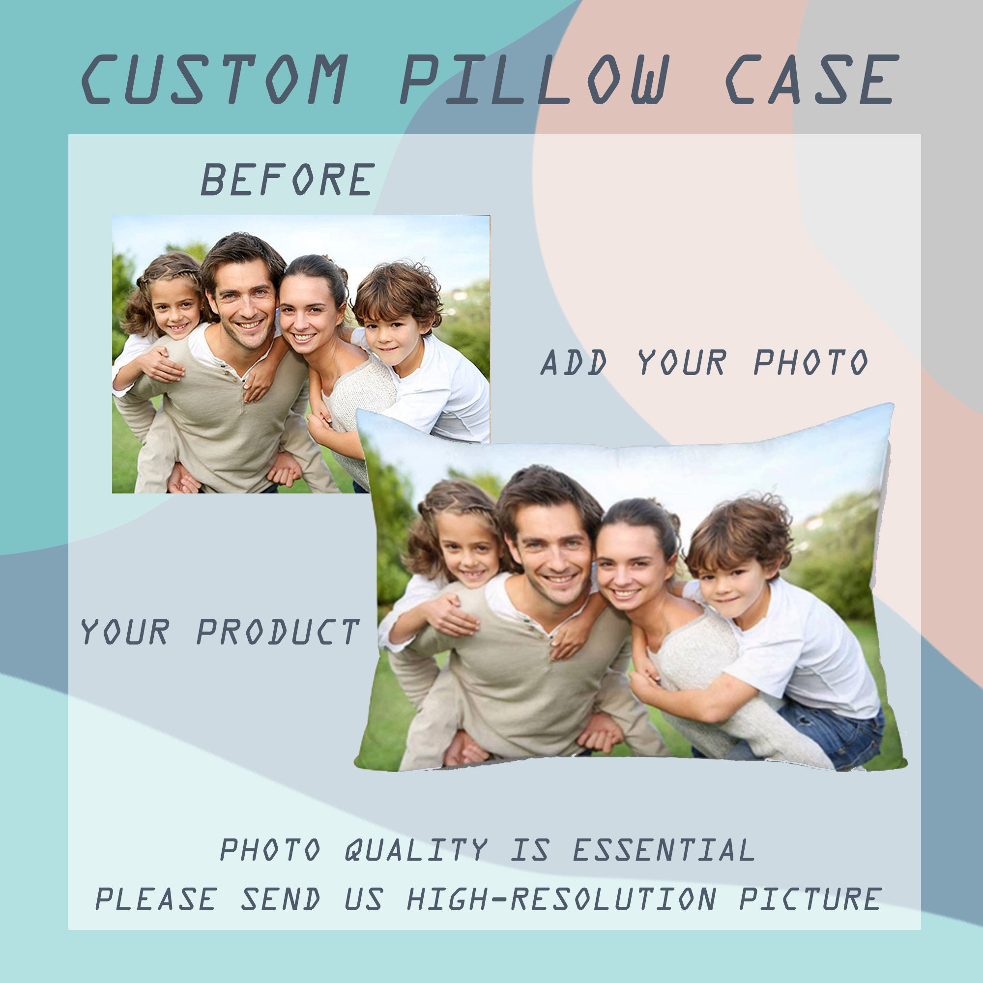 Custom Photo Pillowcase Personalized Family Photo Pillow Cover Soft ...