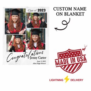 Customized Class of 2023 Blanket,personalized Photo Text Name ...