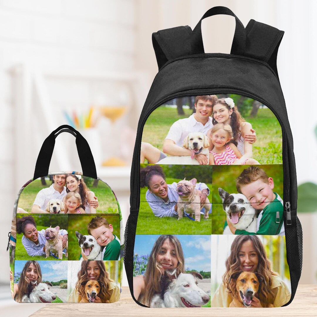 Custom Photo Backpack & Lunch Bag Set: Personalized Travel Bookbag - Etsy