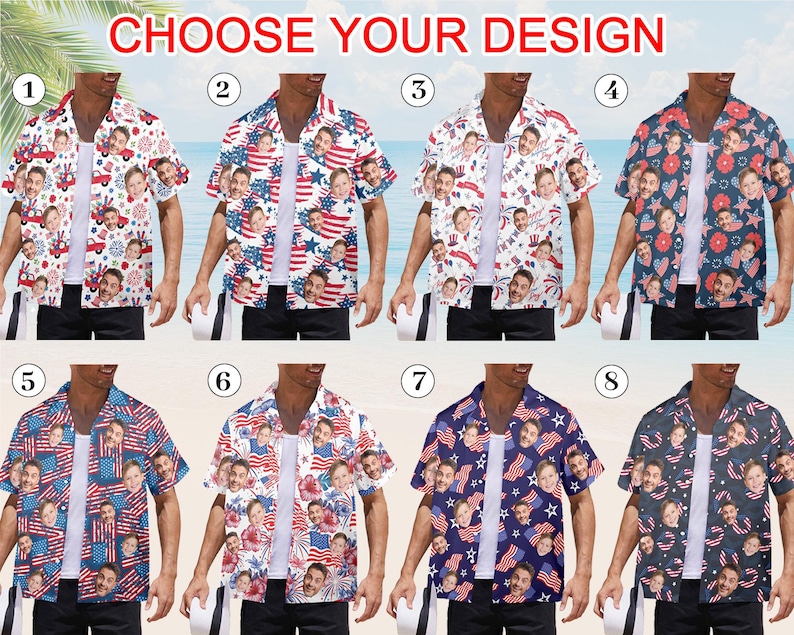 Personalized American Flag Hawaiian Face Shirt: USA 250th Anniversar ...