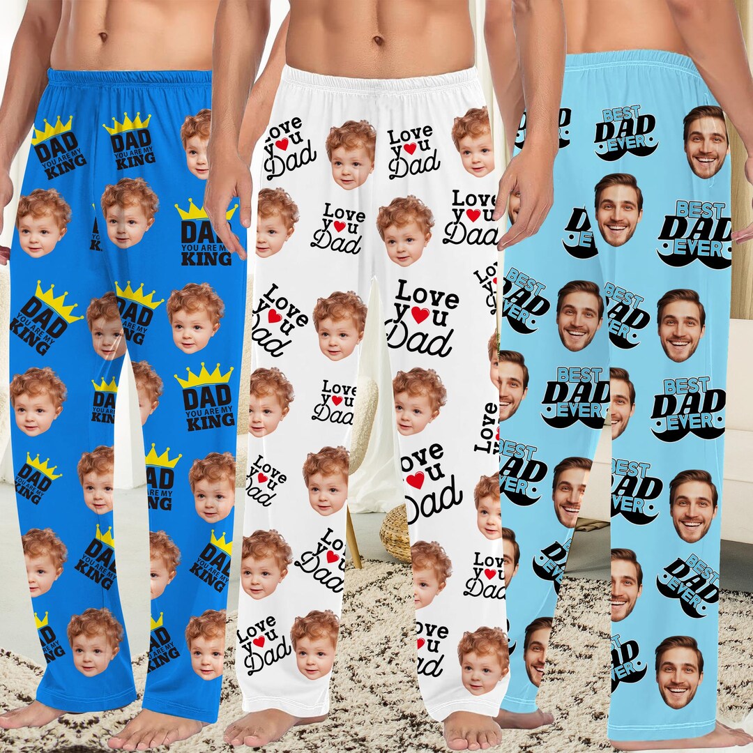 Best Dad Ever Pajamas,personalized Photo Pajama Pants,custom Face ...