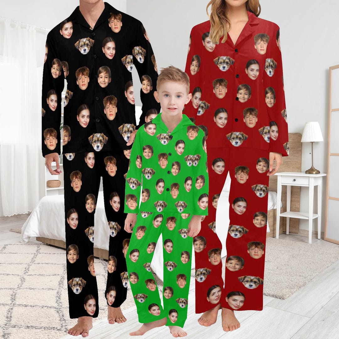 Custom Face Pajama Set: Personalized Photo Matching Family Pjs - Etsy