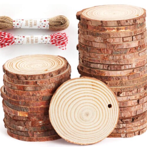 50 Pack Unfinished Natural Wood Rounds Wood Slices 6-7cm | Etsy