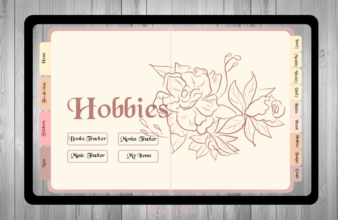 Nude Pink Mini Digital Bojo Journal Undated Planner Book - Etsy