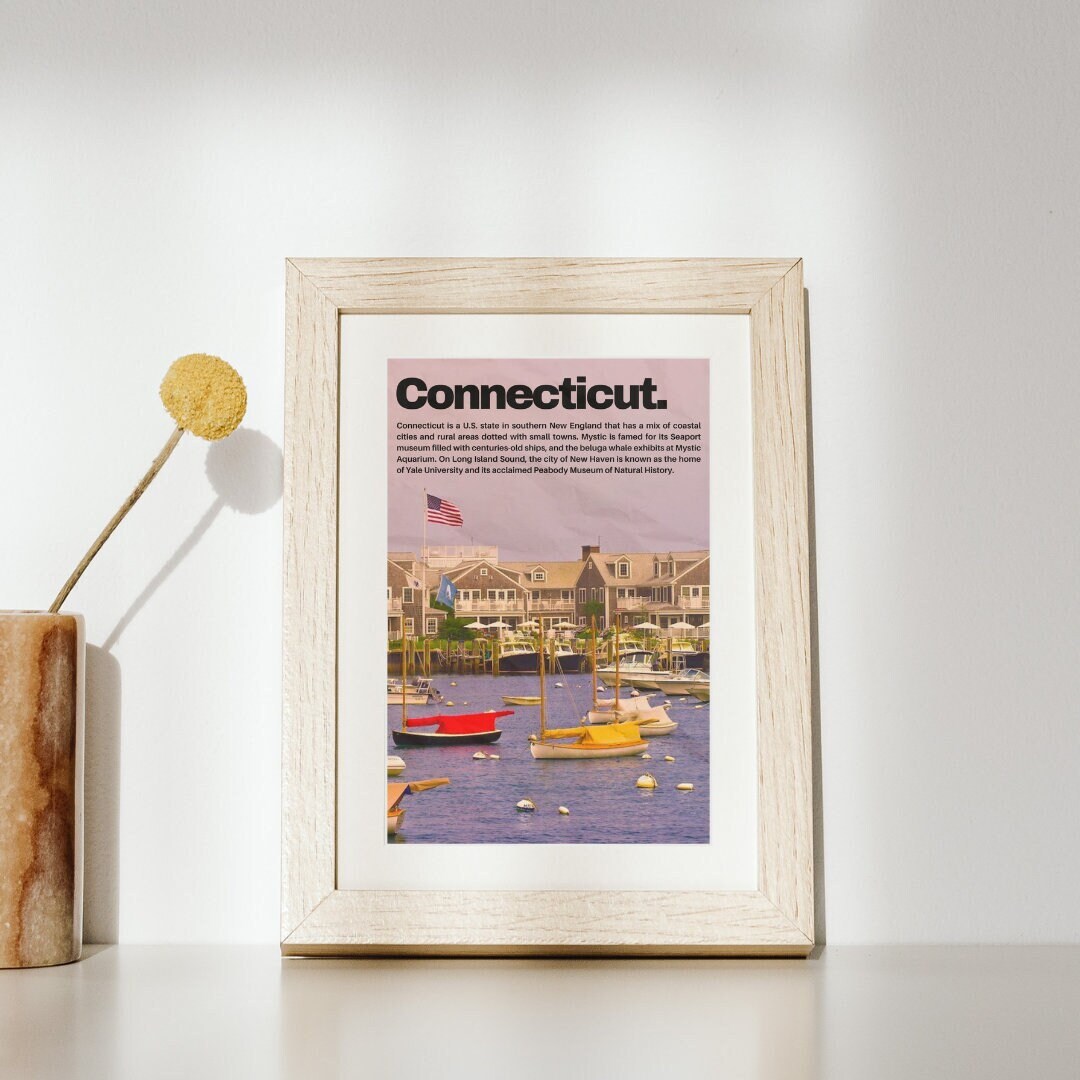 Connecticut (CT) Vintage Aesthetic State Print - Etsy