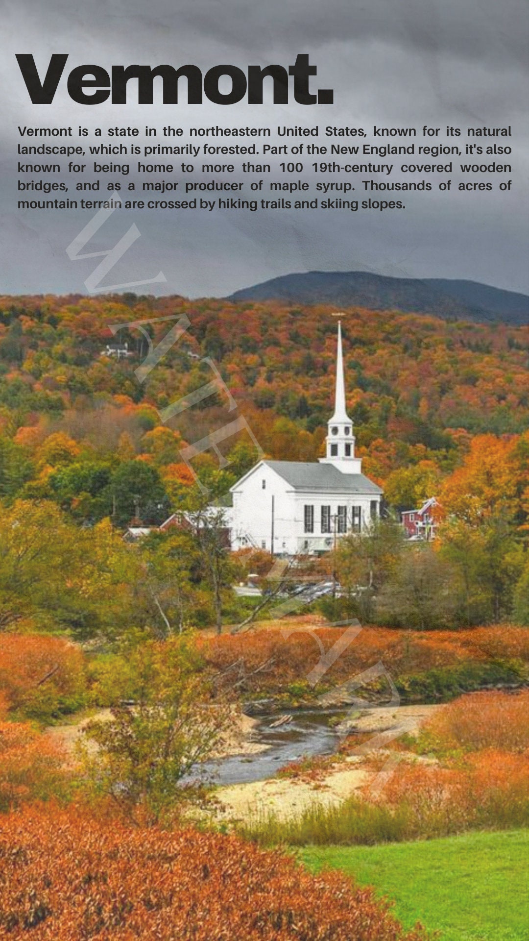 Vermont VT Description Vintage Aesthetic Print / Poster - Etsy